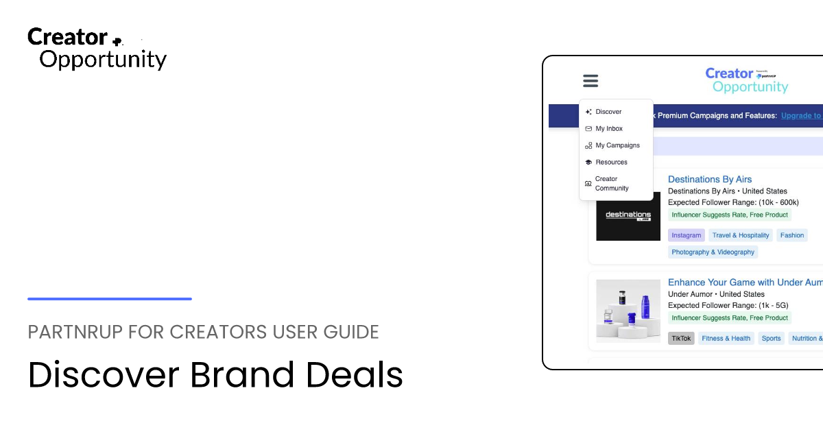 Discover Brand Deals | partnrUP for Creators User Guide